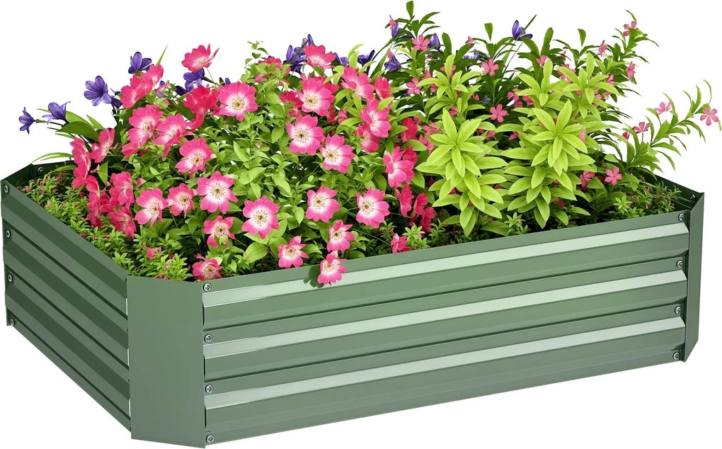 Vyvýšený záhon Outsunny z oceli, zahradní záhon s rámem, květinový box stohovatelný, plantážní box na zeleninu 120x90x30cm pro zahradní balkon, květin