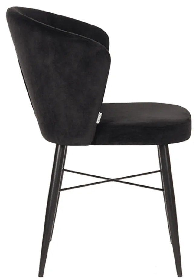 LABEL51 Sametová jídelní židle WAVE černá Color: Black UK-30.169