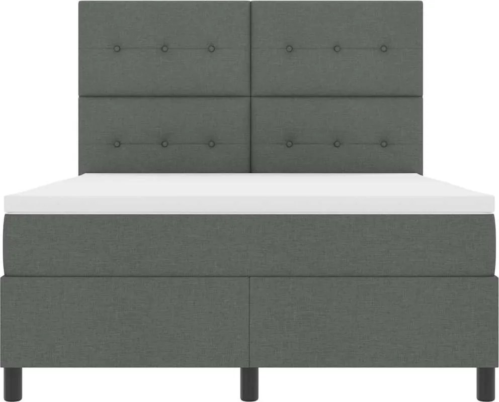 Postel s boxspringem s čelo Tmavě šedá 140 x 200 cm textil 3339393