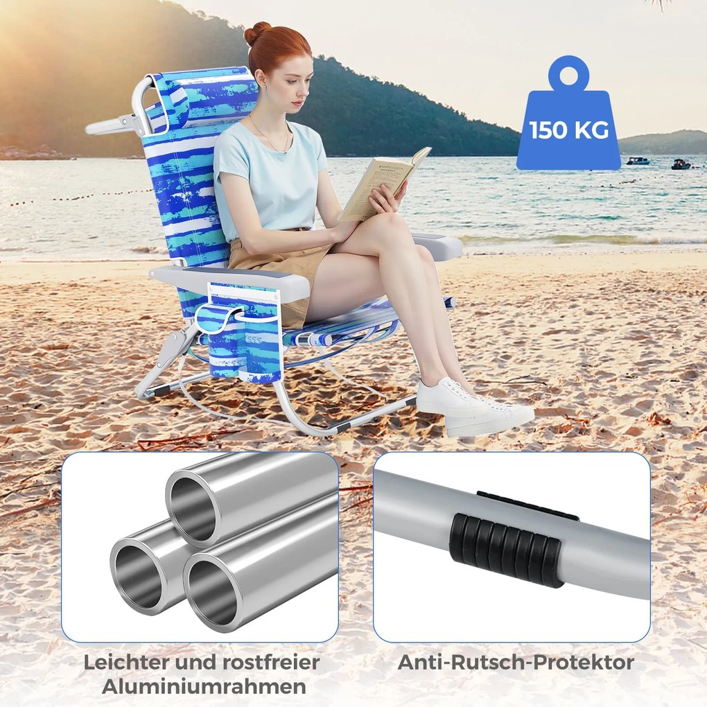 Costway Skládací plážové křeslo s nastavitelným opěradlem Lehké