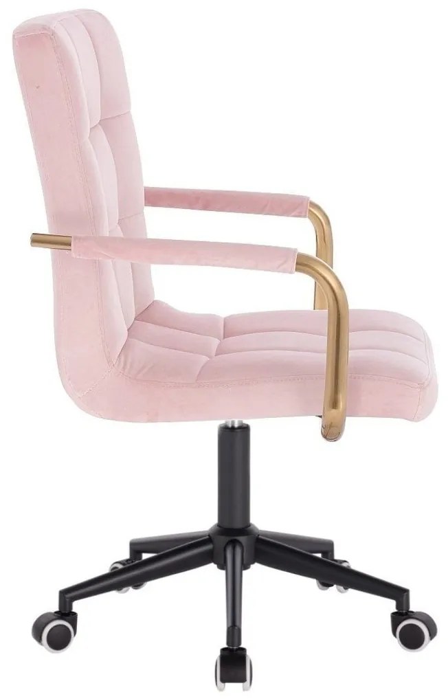 LuxuryForm DESIGN Otočná židle VERONA GOLD VELUR na černé podstavě s kolečky - růžová