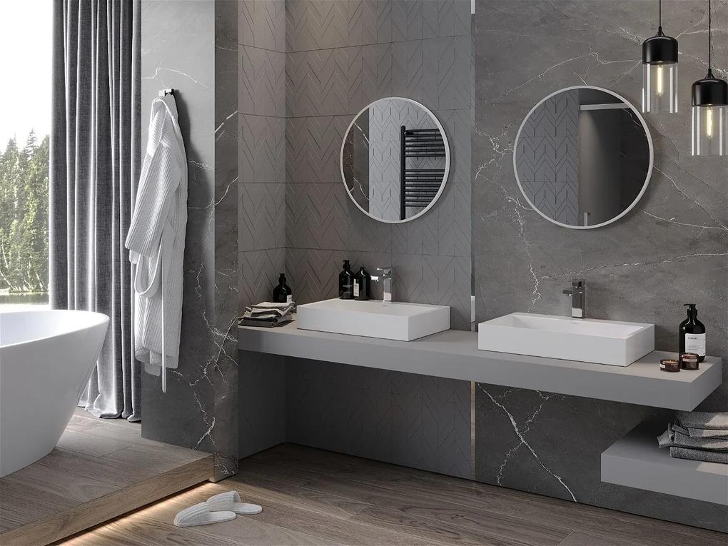 Mexen Loft, kulaté koupelnové zrcadlo 60 cm, barva rámu bílá, 9850-060-060-000-20