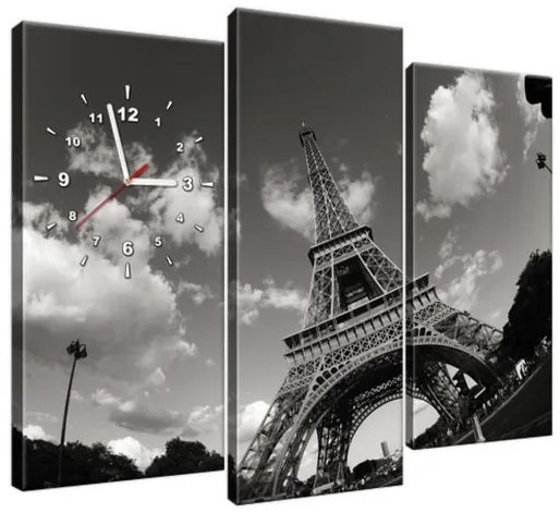 Tištěný obraz s hodinami Paříž a Eiffelova věž 90x70cm ZP545A_3C