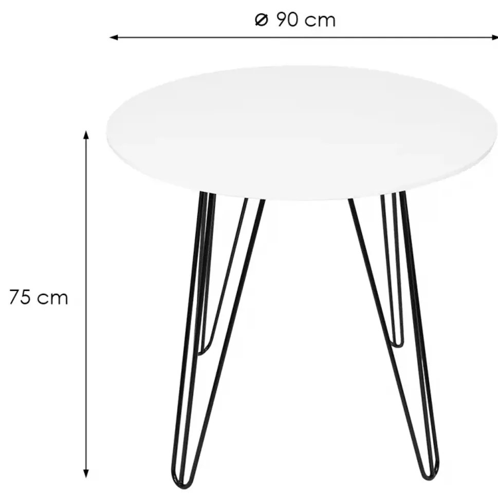 Kulatý jídelní stůl HARRY 90x90, bílý