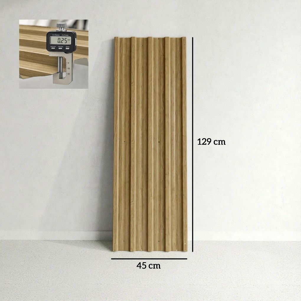 Outsunny 12 kusů trapézového plechu 129x45cm 7m² pozinkovaný střešní plech 0,25 mm odolný proti počasí přírodní dřevo