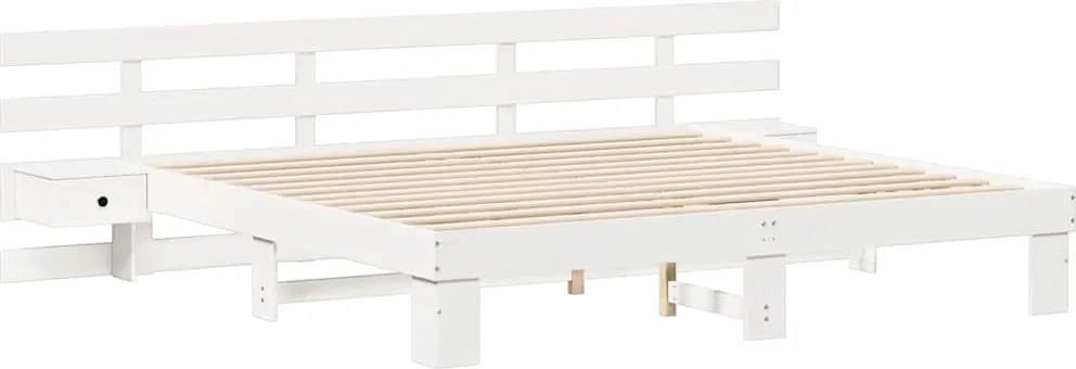 Rám postele s čelo Bílá 200 x 200 cm Masivní borové dřevo 3385677