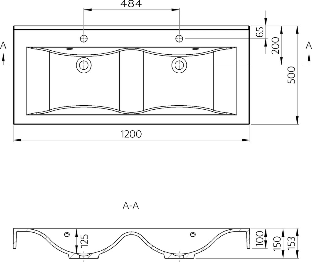 Sapho Flavia 68121 dvojumyvadlo 120 x 50 cm