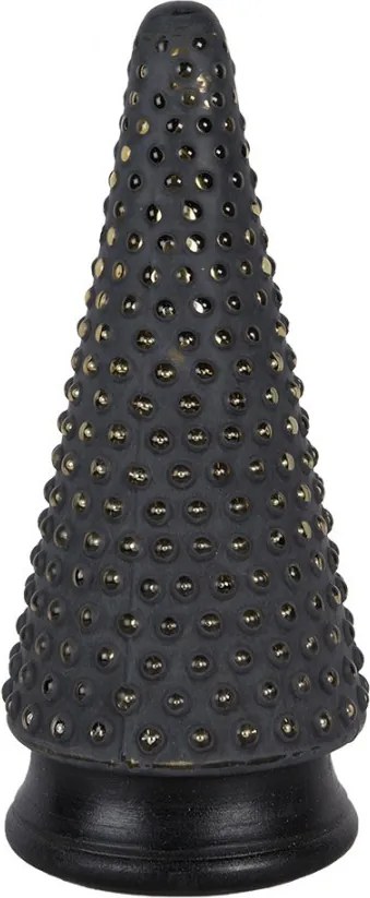 Skleněná vánoční dekorace černozlatého stromečku - 14*31 cm