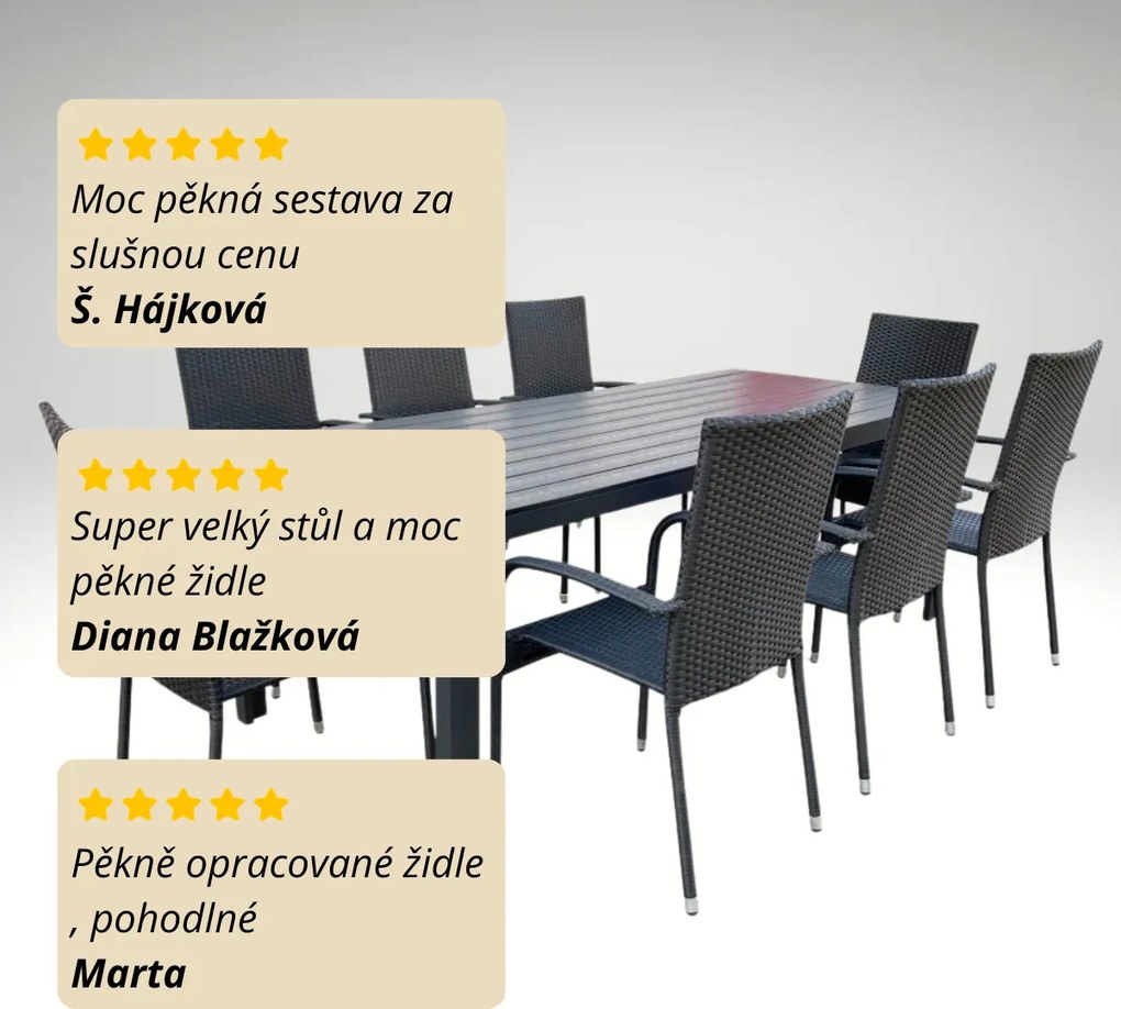 Vikio Zahradní set 190x90 pro 8 osob DT278-190 antracit