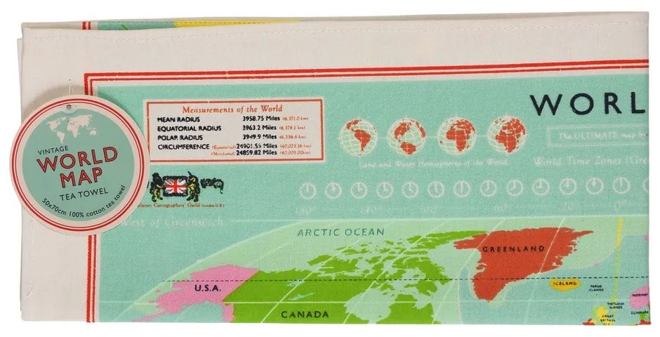 Bavlněná utěrka Rex London World Map, 50 x 70 cm
