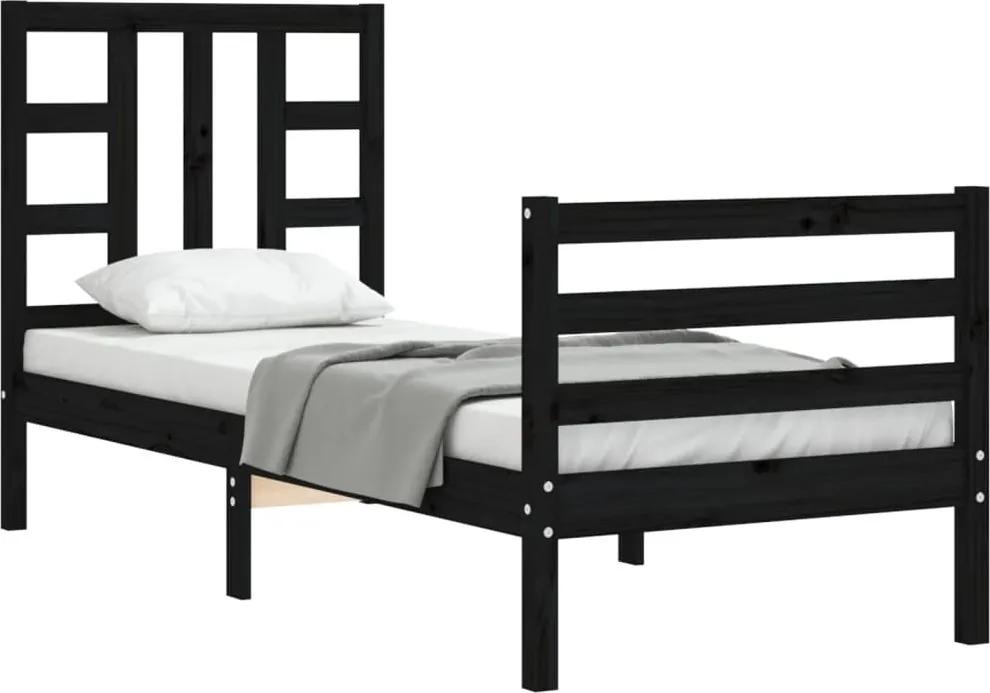 vidaXL Rám postele s čelem Small Single masivní dřevo [3193881] Barva: Bílá