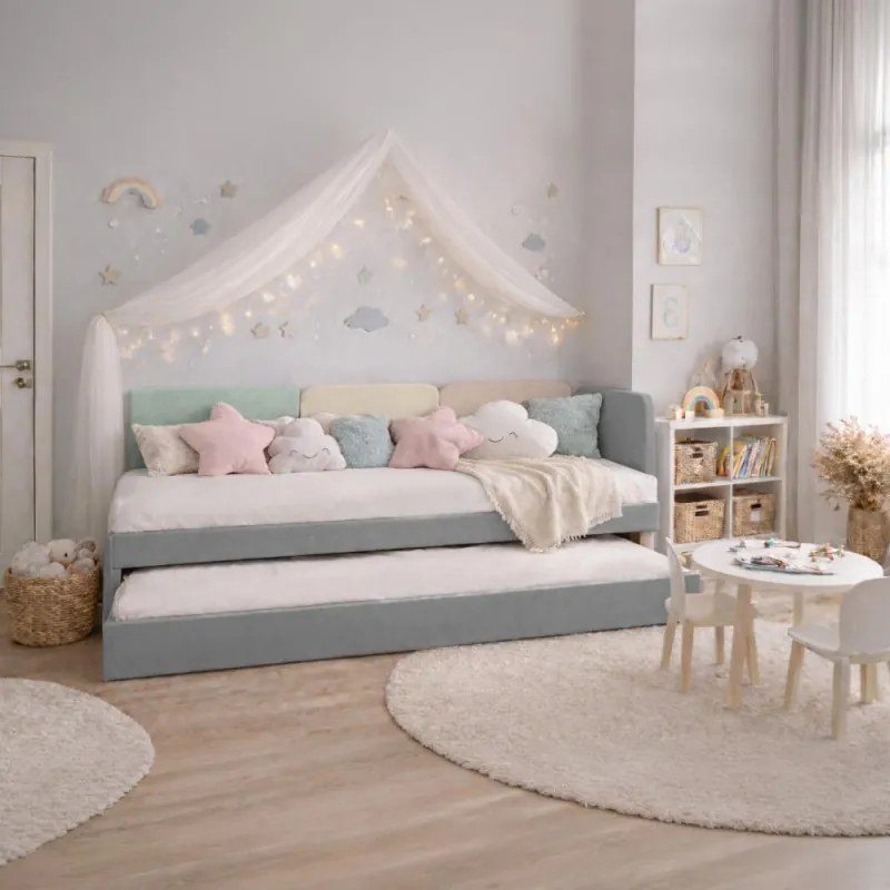Postel s přistýlkou, šedá/mix barev, 90x200, DUHA Kondela 0000417764
