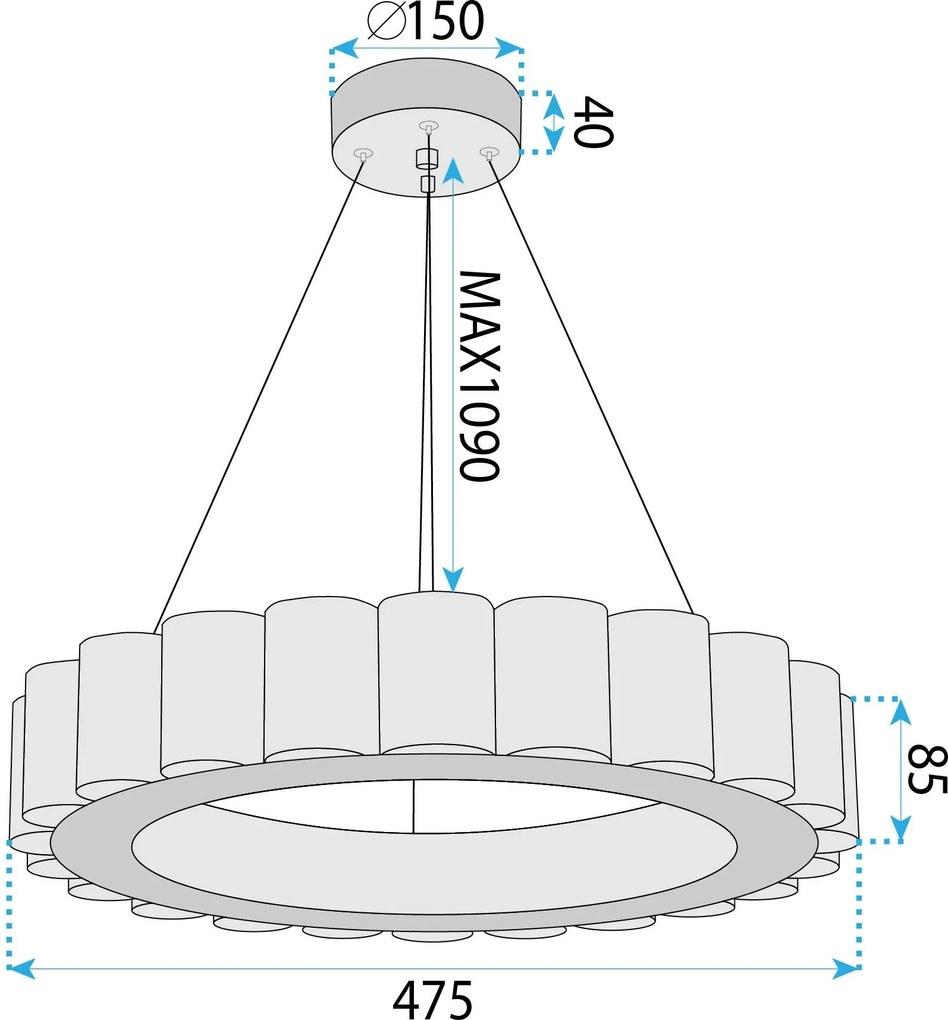 Toolight Závěsné stropní LED osvětlení APP1801-CP 50 cm zlatá kartáčovaná