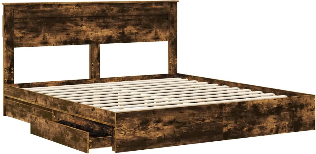 Postel s úložným prostorem se zásuvkou Kouřový dub 180 x 200 cm 3409896