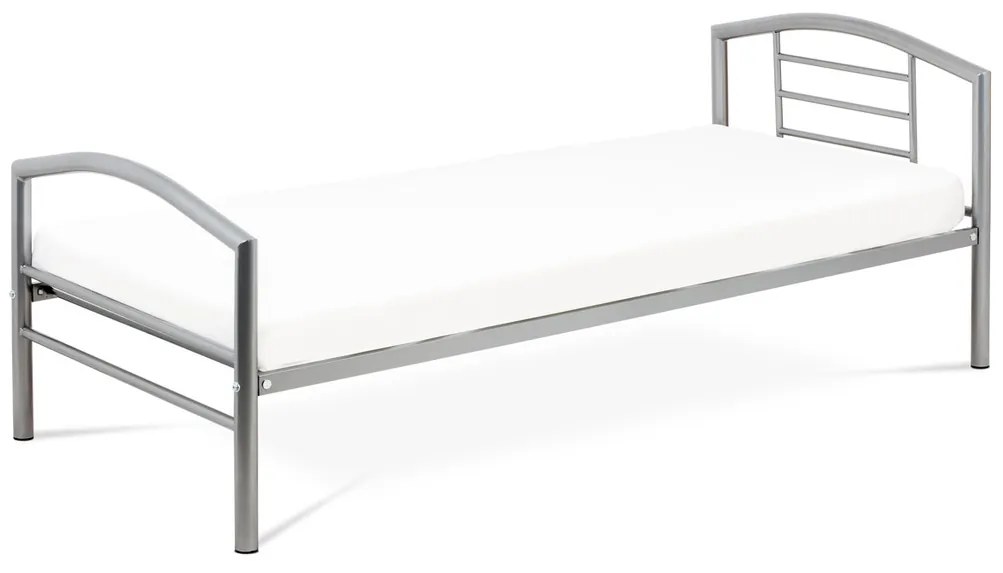 Autronic Postel jednolůžková 90x200 cm, kovová šedý lesk BED-1900 SIL