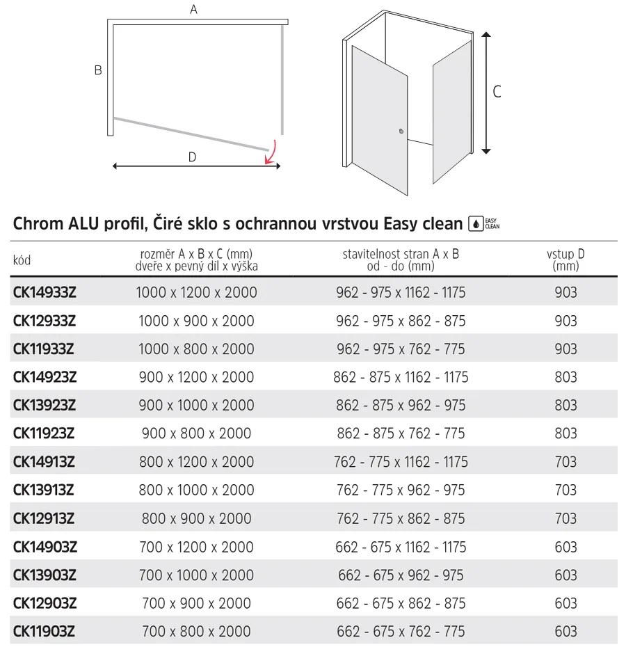 Mereo Novea obdélníkový sprchový kout 80 x 90 x 200 cm otevírací aluchrom čiré CK12913Z