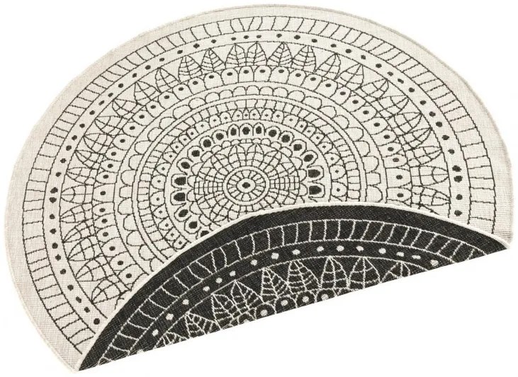 NORTHRUGS - Hanse Home koberce Kusový koberec Twin-Wendeteppiche 103101 creme schwarz kruh – na ven i na doma - 240x240 (průměr) kruh cm