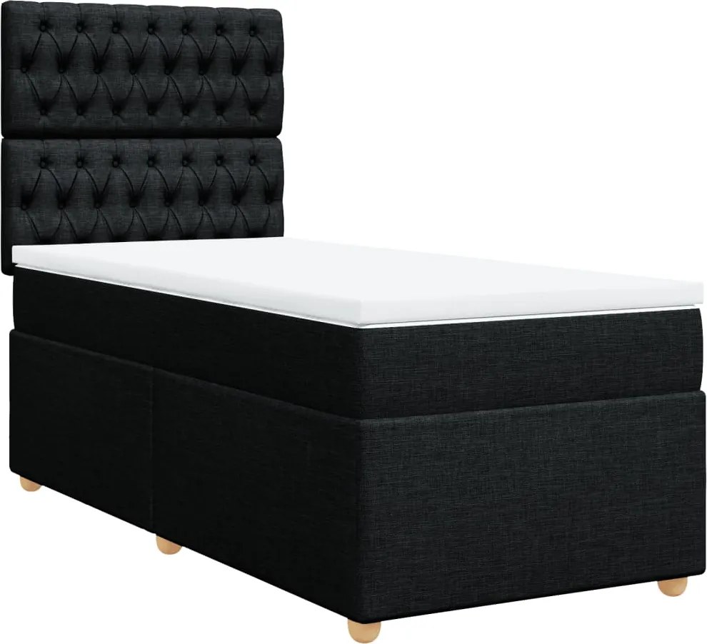 Box spring postel s matrací černá 90x200 cm textil 3291172