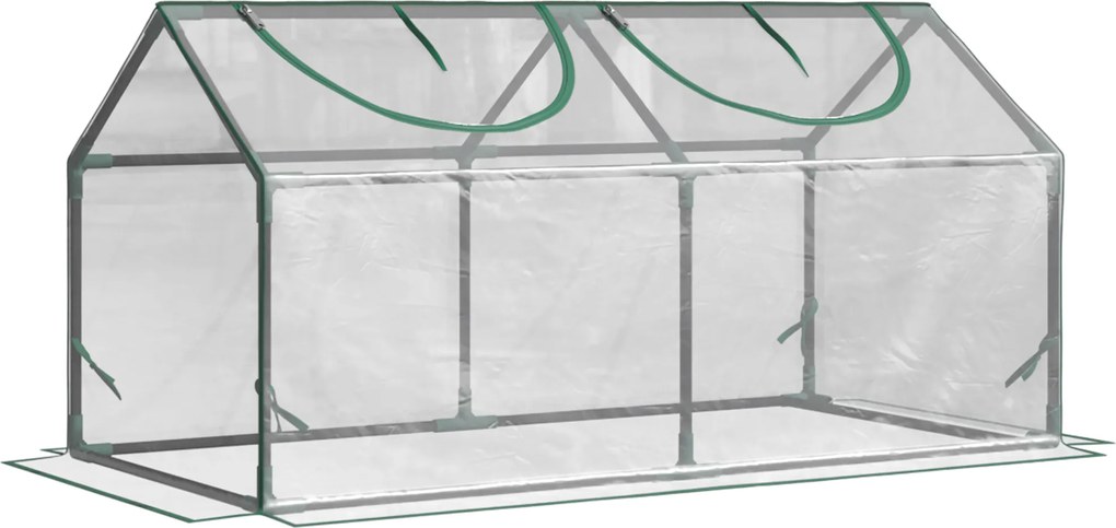 Fóliový skleník Outsunny s oknem, PVC skleník 120x60x60 cm, průhledný skleník na rajčata a chladicí rám pro rostliny | Aosom.de