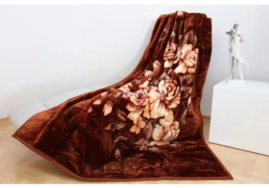 Teplá deka s květinovým potiskem hnědé barvy