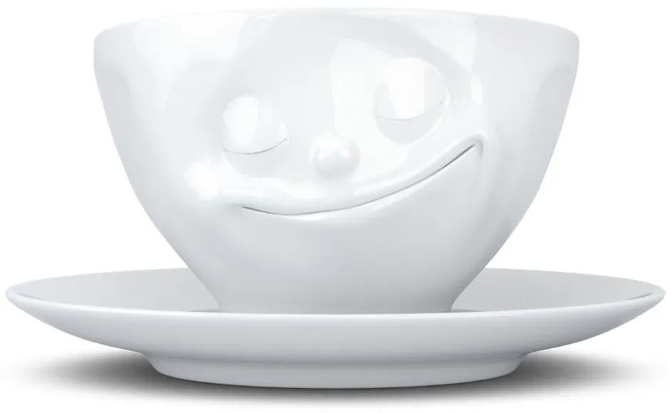 Bílý porcelánový šálek na kávu 58products Happy, objem 200 ml