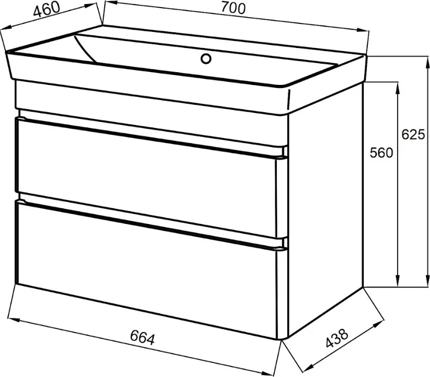 Lavedo Vivace Mokko Air 70 koupelnová skříňka s umyvadlem