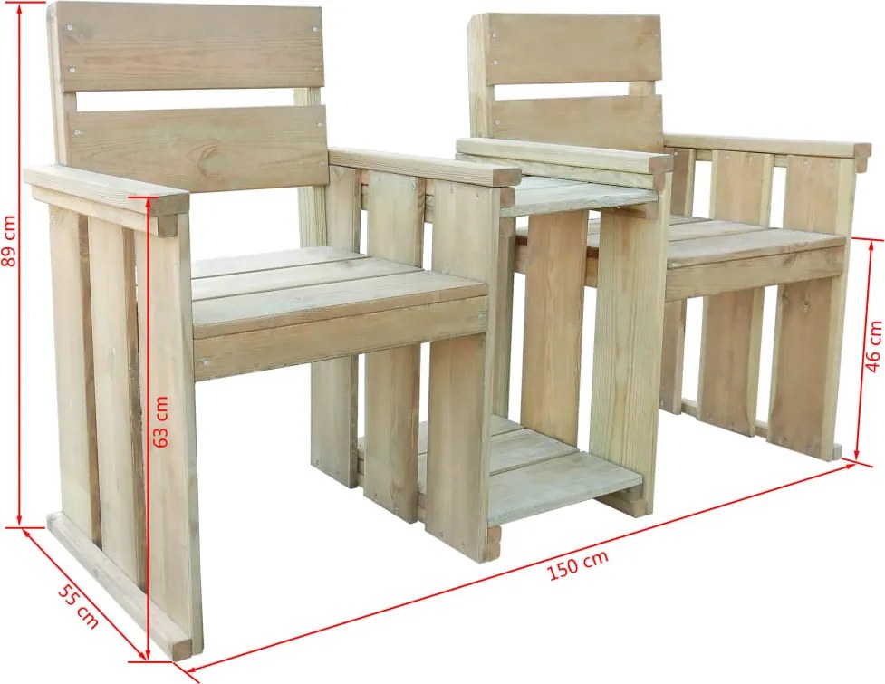 vidaXL 2místná zahradní lavice 150 cm impregnované borové dřevo [43260]