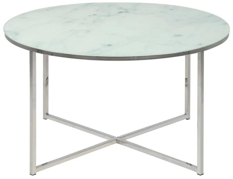 Konferenční kulatý stolek Alisma mramor bílý/chrom