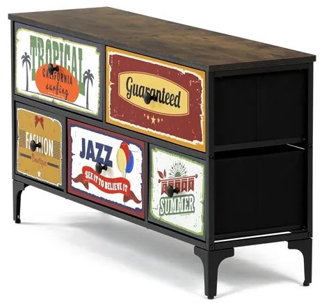Retro komoda LINEA - old wood / MDF Barva: Vícebarevná