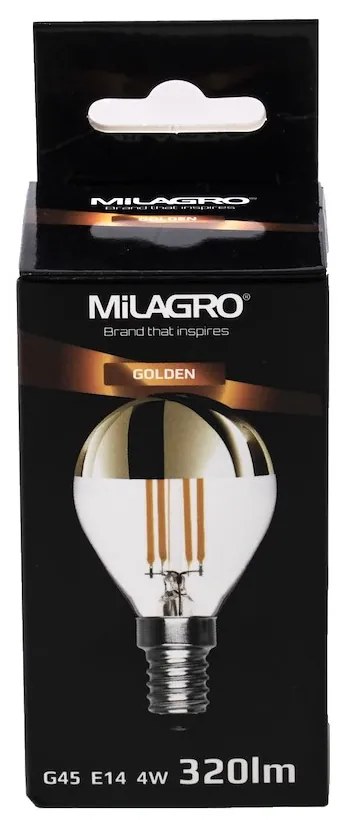 Dekorační LED žárovka se zrcadlovým vrchlíkem E14 teplá 2700k 4w 400 lm zlatá