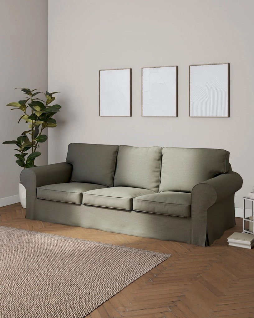 Potah na pohovku IKEA Ektorp 3-místná rozkládací, NOVÝ MODEL 2013 barva šedá látka pletený vzor