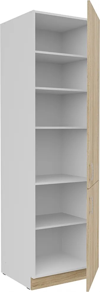 SARA | vysoká skříňka 60 DK-210 2F policová | 60 cm | bílá/dub sonoma