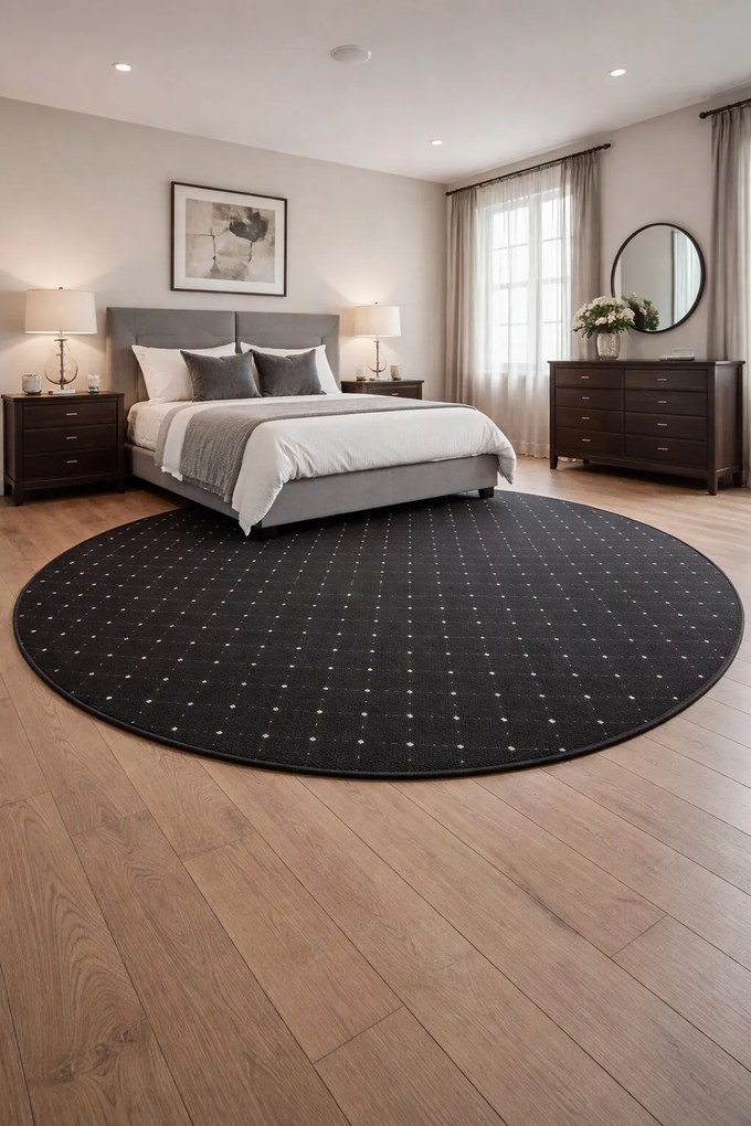 Condor Carpets, Kusový koberec Udinese antracit kruh, 200x200 (průměr) kruh, šedá, chodba / předsíň