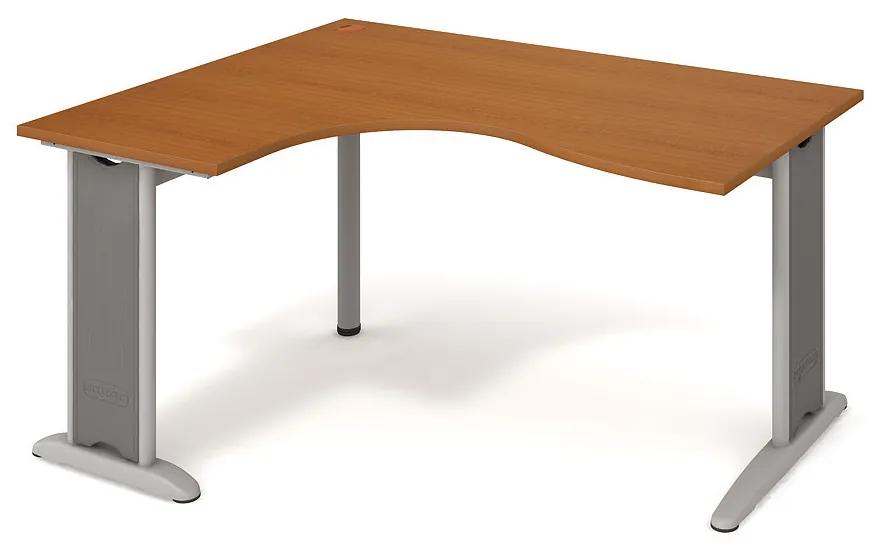 Stůl ergo oblouk pravý 160×120/80 cm - Hobis Flex FE 2005 P Dekor stolové desky: třešeň, Barva nohou: Stříbrná
