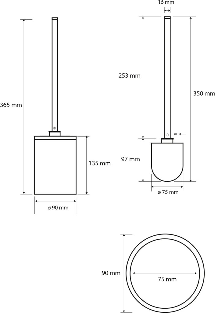 Sapho, X-ROUND WHITE WC kartáč válcový na postavení, bílý, XR306W