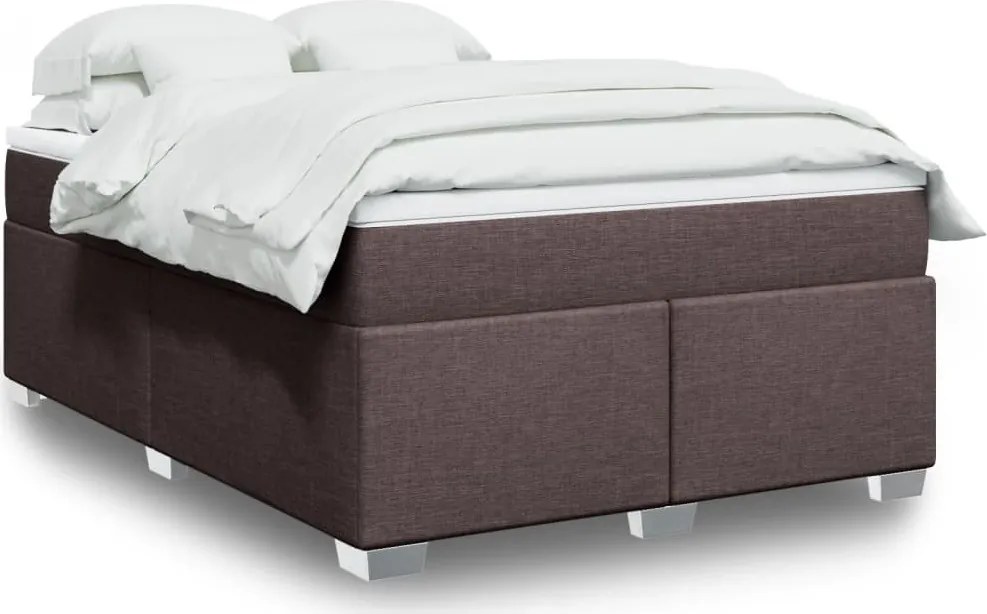 vidaXL Box spring postel s matrací 140x200 cm textil [3285137] Barva: tmavě hnědá