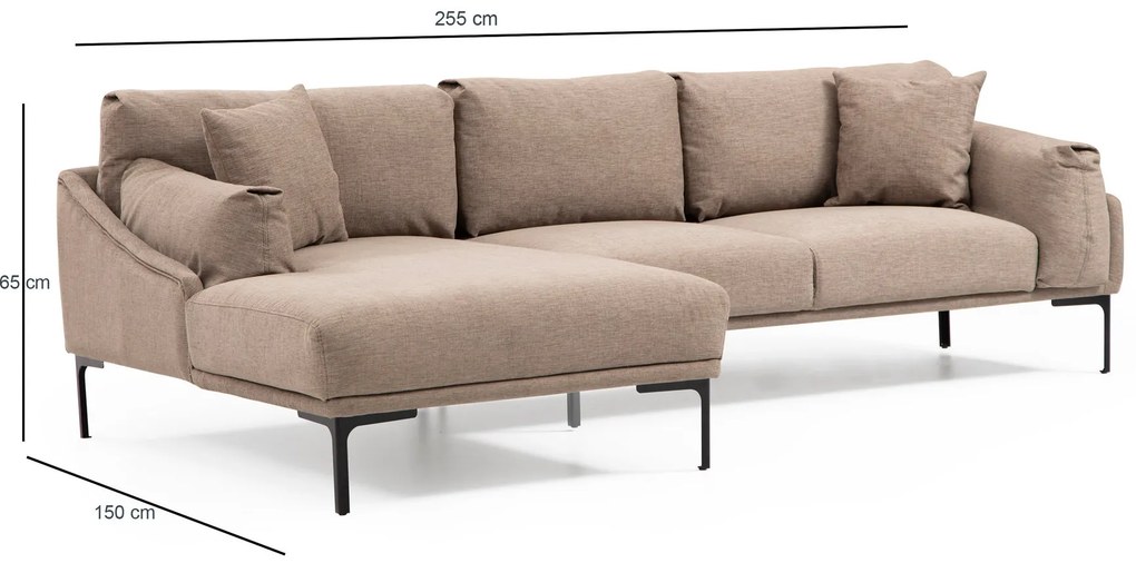 Hanah Home Rohová pohovka LEO hnědá levá 560ARE1176