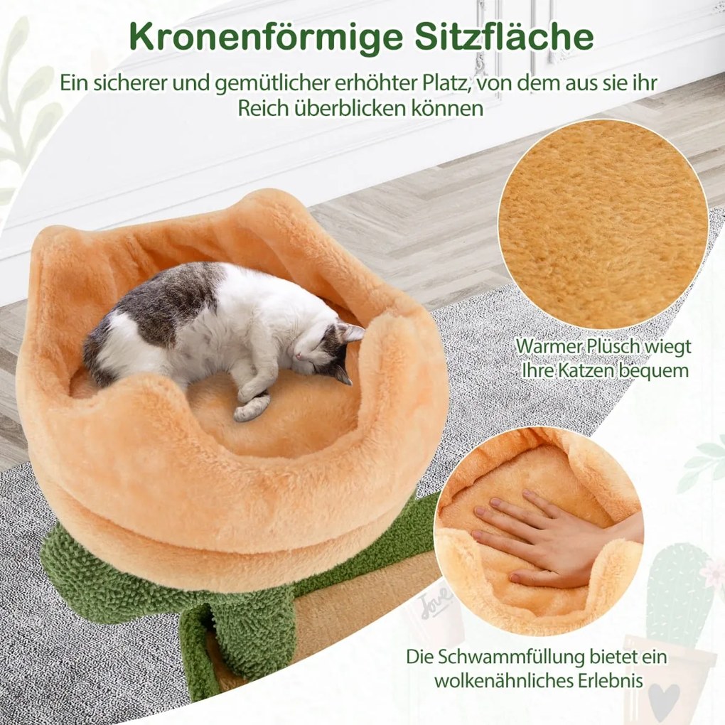 Costway Cat tree kaktus 160 cm kočičí strom s kočkou jeskynní kočičí škrabadlo