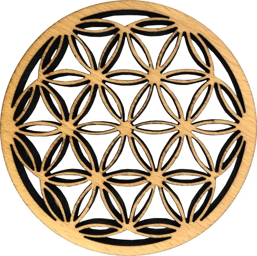 AMADEA Dřevěný podtácek kulatý mandala, masivní dřevo, průměr 10,5 cm