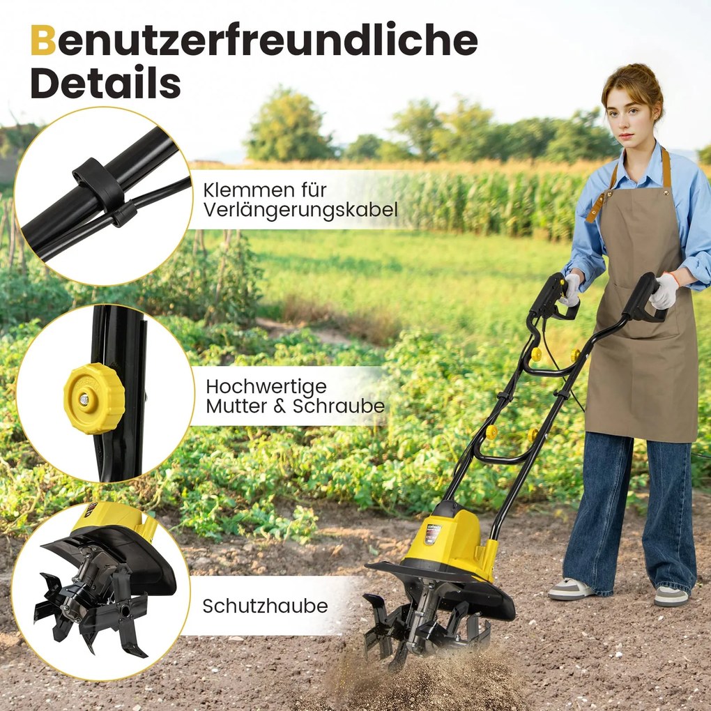 Costway Elektrický kultivátor 750 W | Pracovní šířka 32 cm – 32,5 × 24 × 138 cm