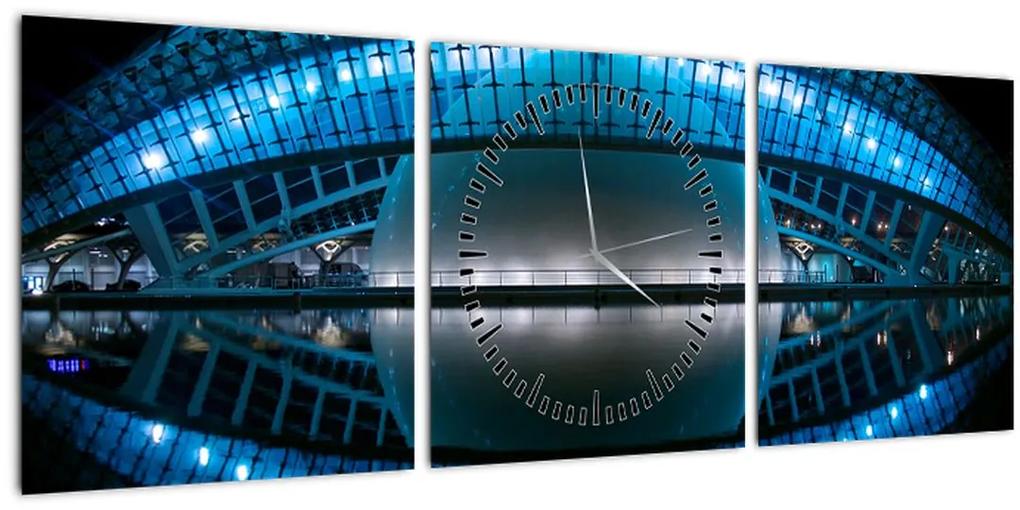 Obraz fotbalového stadionu (s hodinami) (90x30 cm)