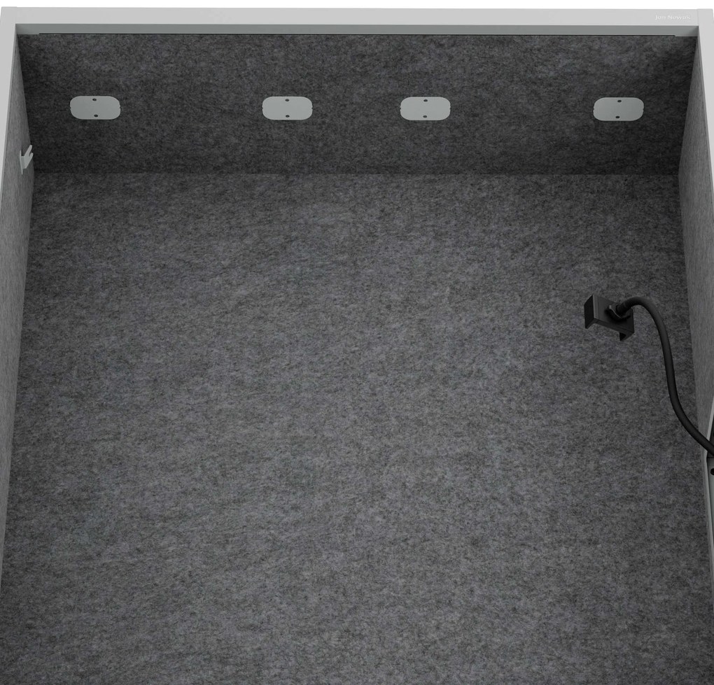 Kancelářská akustická kabina se sedátkem a USB-C portem, korpus šedý / sedák tmavě šedá, 1150 mm: SALLY MentalBox