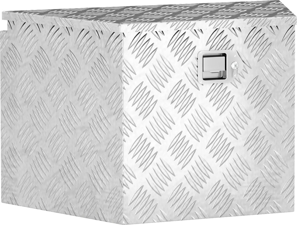 HOMCOM Přívěsná toolbox, Hliníková úložná skříň, Integrovaný zámek s klíči, Trapezoidní tvar, pro dodávky, přívěsy, 73,7 x 41 x 46 cm, Stříbrná | Aoso