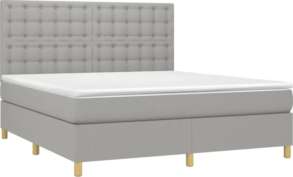 Box spring postel s matrací a LED světle šedá 180x200 cm textil 3135773