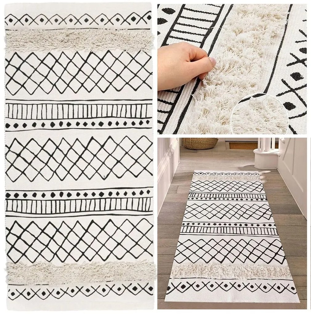Tutumi, koberec Boho 160x50 cm 322151, bílá-šedá, HOM-06807