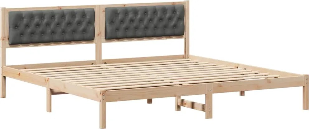 Rám postele s čelo Tmavě šedá 200 x 200 cm Masivní borové dřevo 3394234