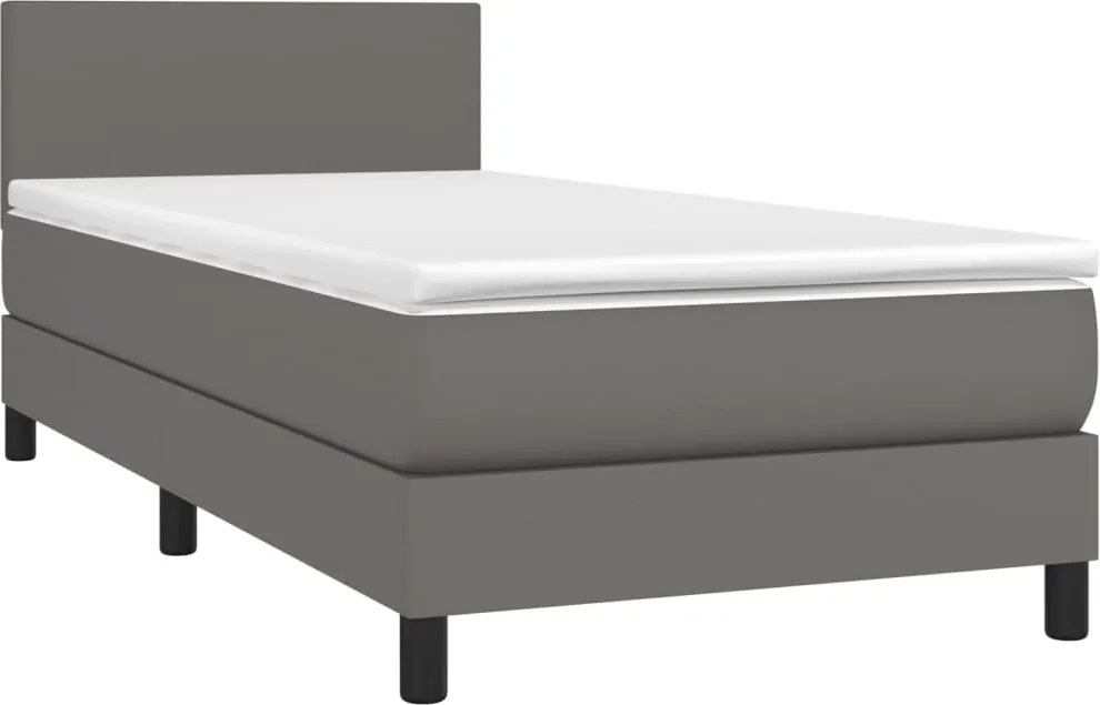 Box spring postel s matrací šedá 100x200 cm umělá kůže 3140991
