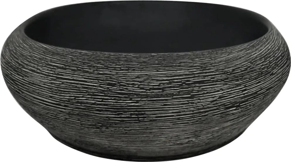 Umyvadlo na desku šedé a černé oválné 59 x 40 x 14 cm keramika 155091
