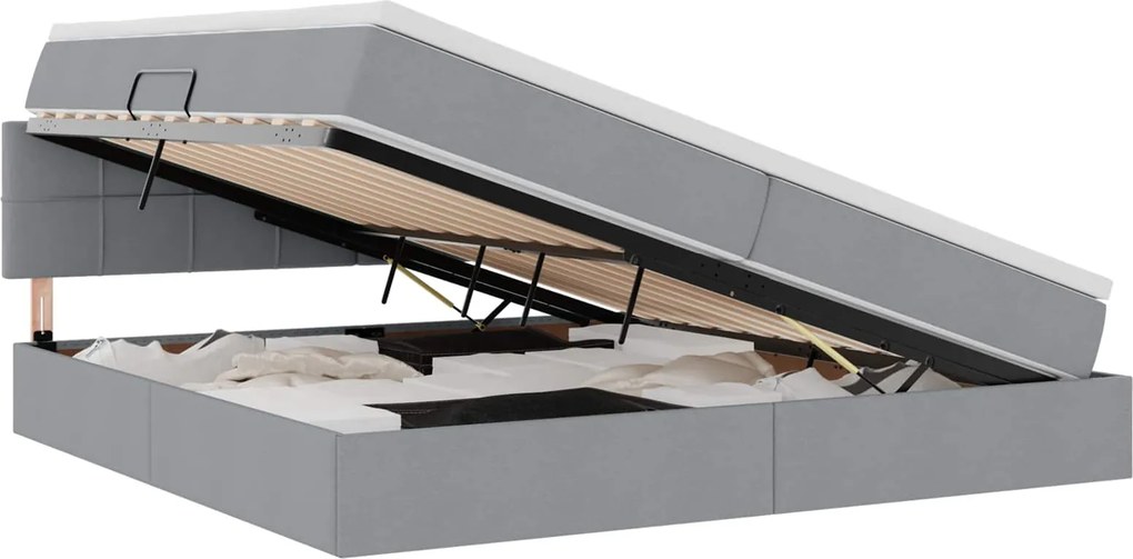 Postel s úložným prostorem a matrací Světle šedá 200 x 200 cm 3370530