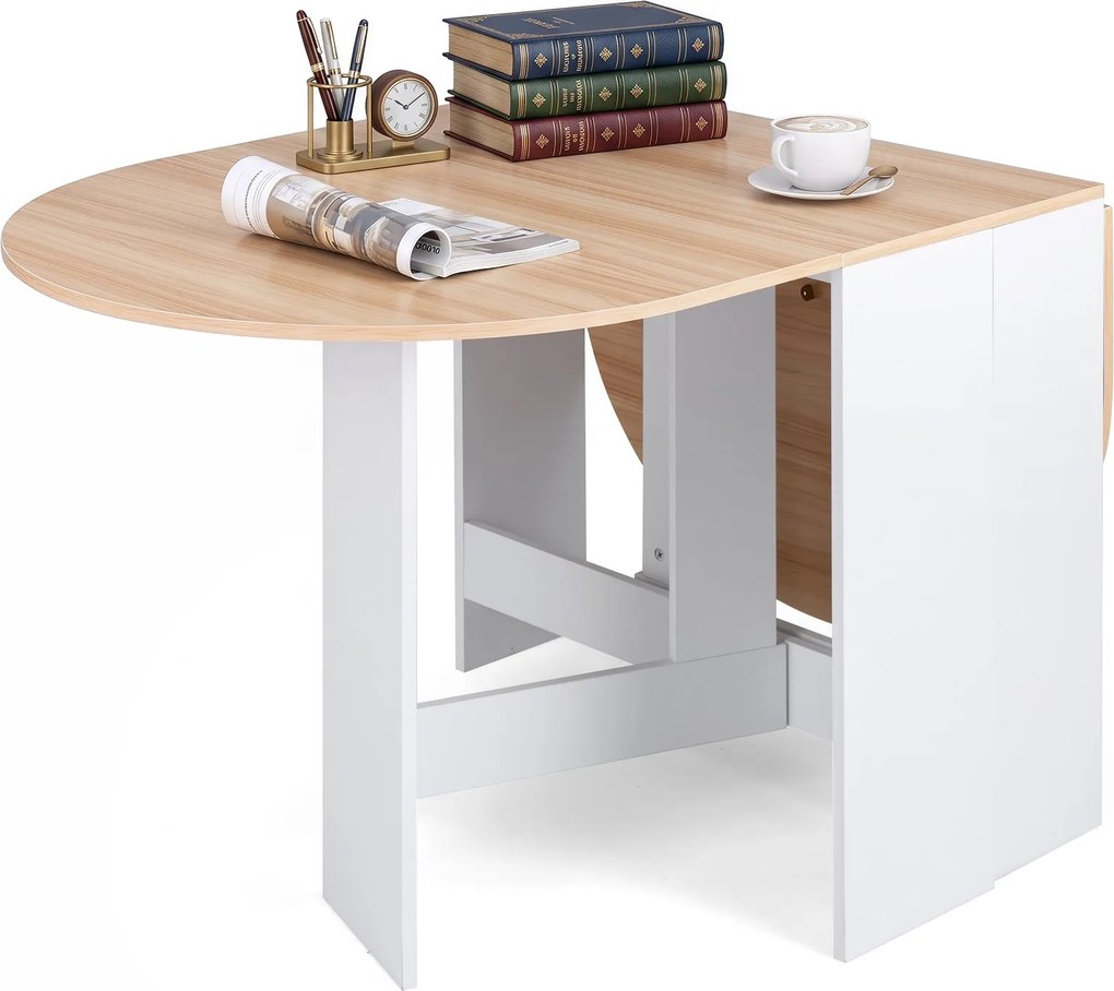 Costway Skládací stůl kulatý Skládací pro 4 až 7 osob – 163 × 80 × 75 cm